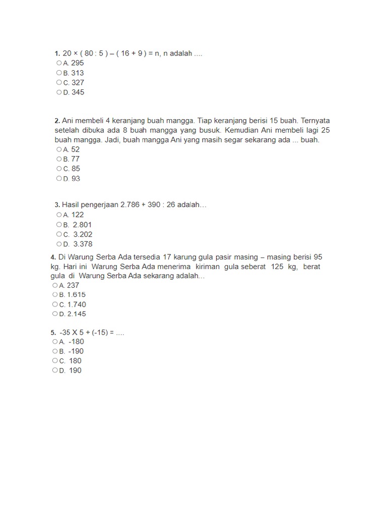 Soal Matematika PPDB | PDF