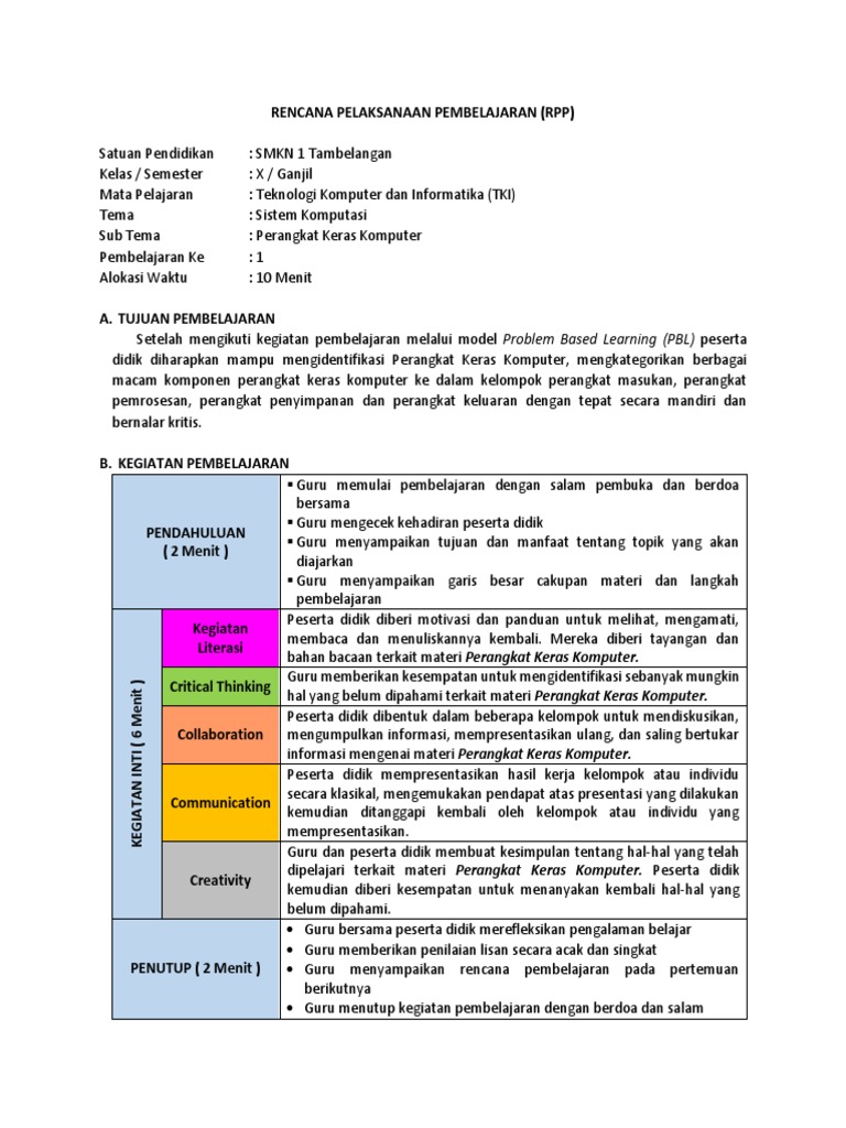 RPP SIMULASI CGP 6 Muizzatur R - SMKN 1 Tambelangan | PDF