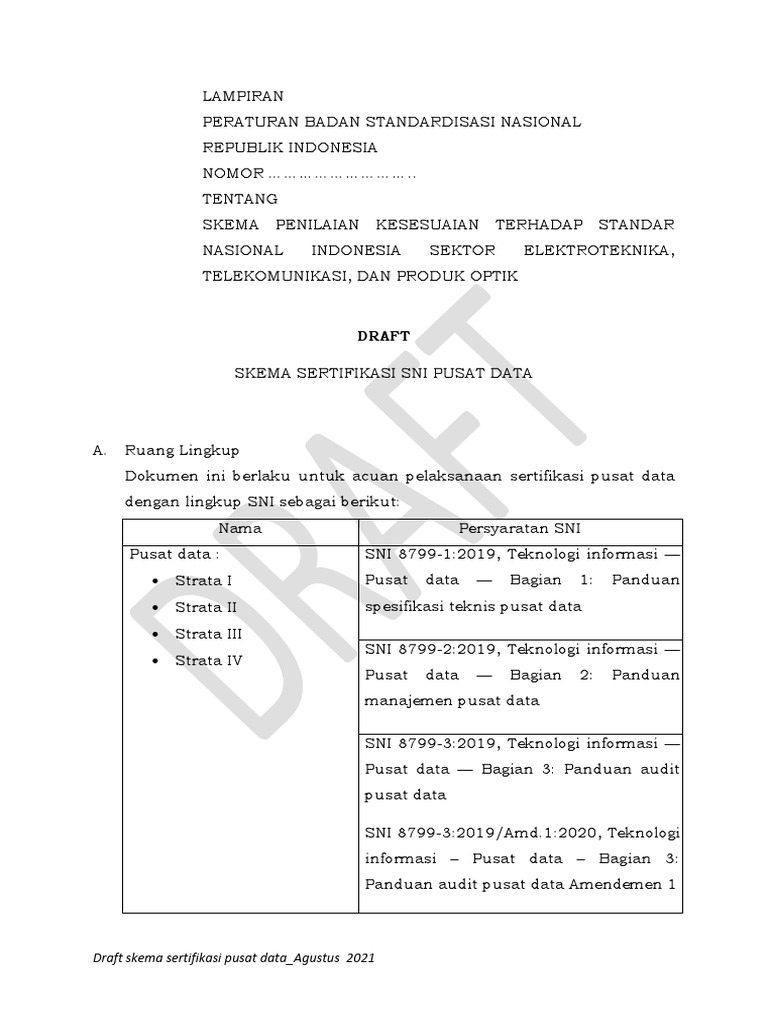 PH - Skema - Sertifikasi - Pusat - Data SNI 8799-2019 | PDF