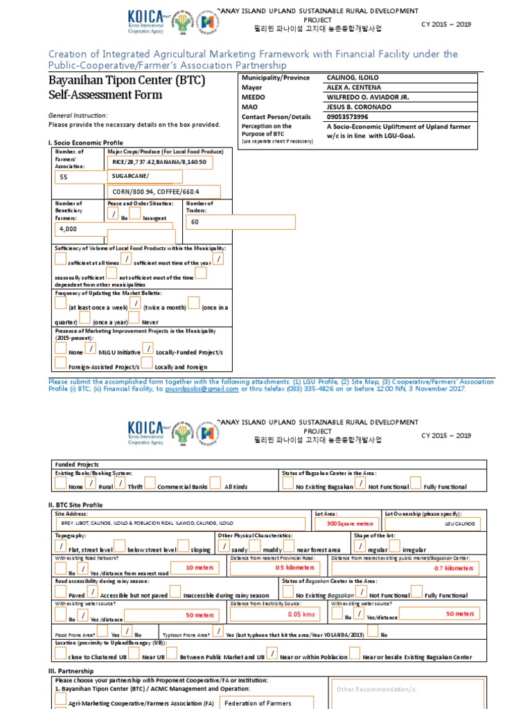 Self-Assessment Form For The BTC | PDF | Cooperative | Economies