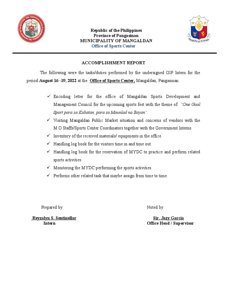 Accomplishment Report - Rheyz01 | PDF | Public Services | Social Programs