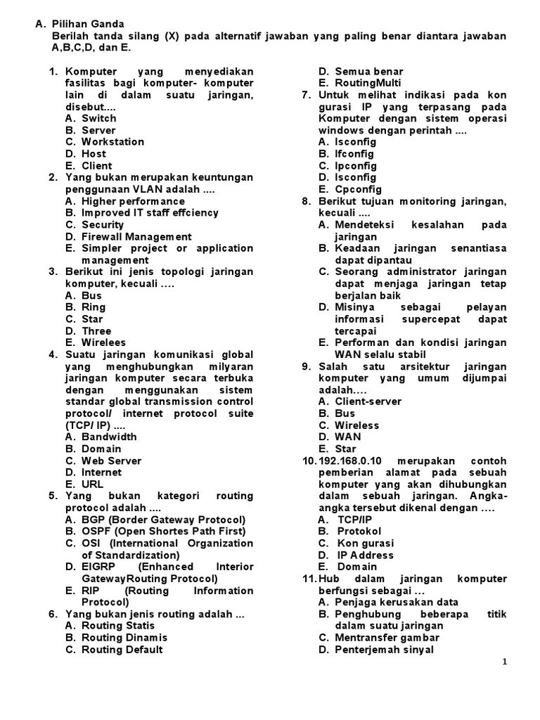 Soal Pat Kelas Xi TKJ Aij | PDF