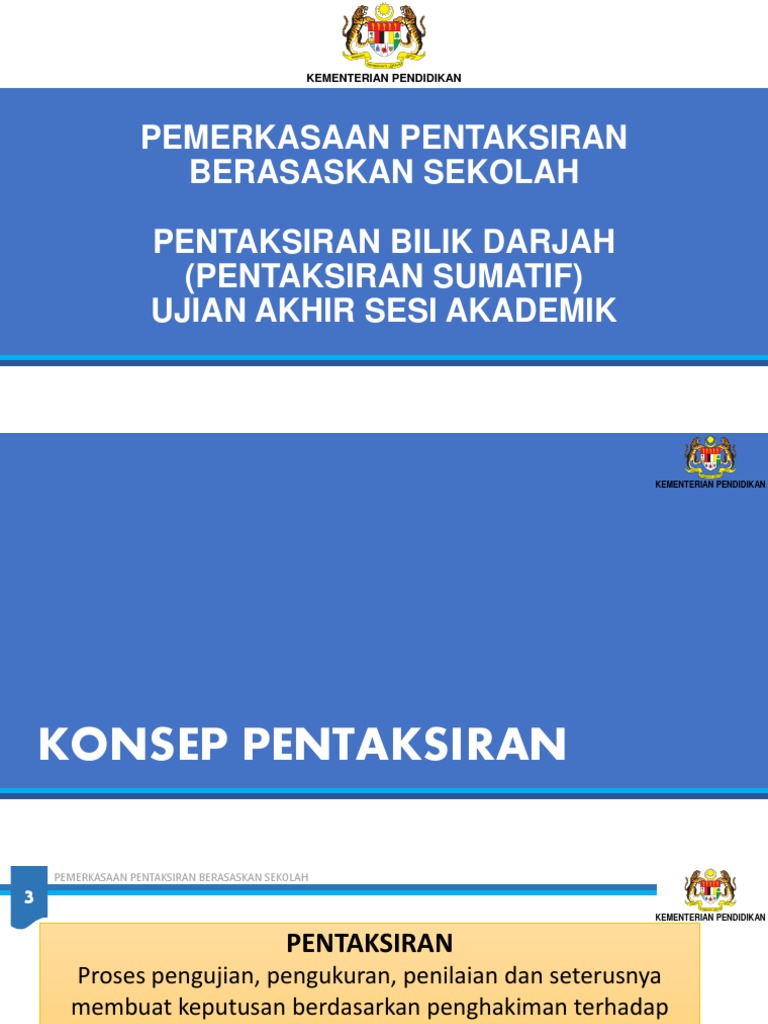 Pemerkasaan Pentaksiran Berasaskan Sekolah Pentaksiran Bilik Darjah (Pentaksiran Sumatif) Ujian ...