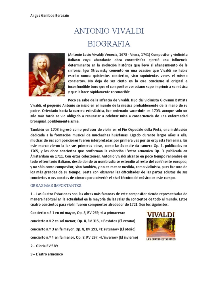 Antonio Vivaldi | PDF | Wolfgang Amadeus Mozart | Federico Chopin