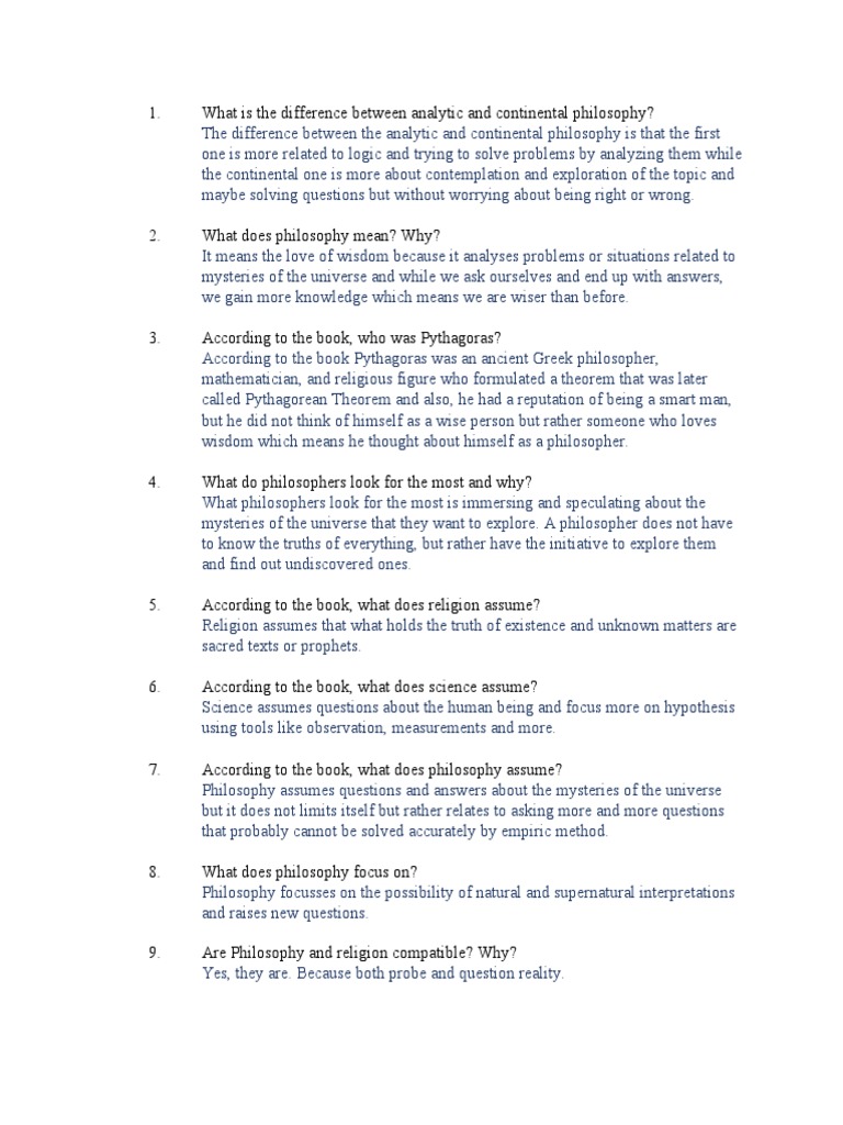 Philosophy Questions | PDF | Metaphysics | Philosophical Theories