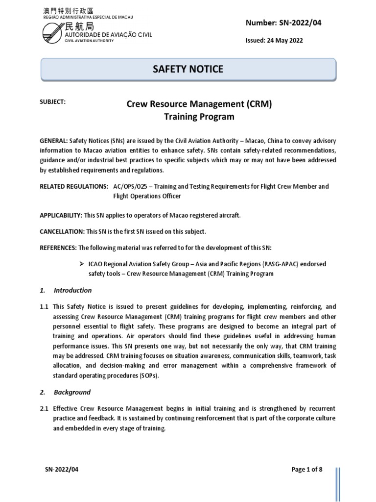 Safety Notice CRM | PDF | Psychology | Psychological Concepts