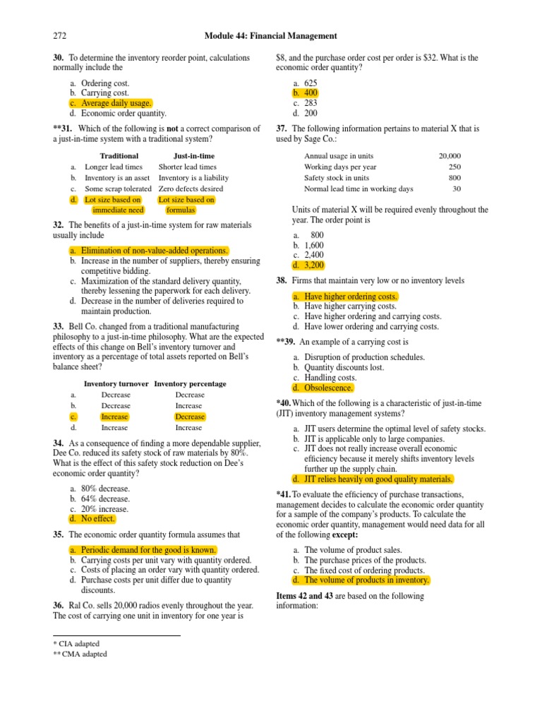 MAS Wiley Questions 2019-17 | PDF