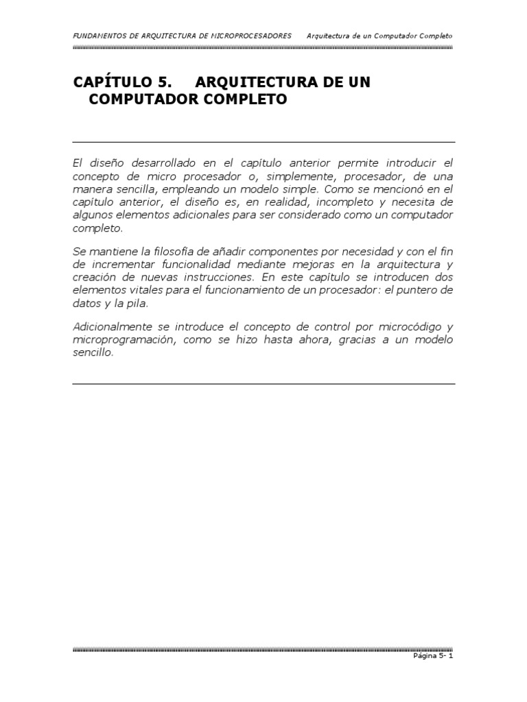 Capítulo 5 - Arquitectura de Un Computador Completo | PDF | Puntero (Programación de computadora ...