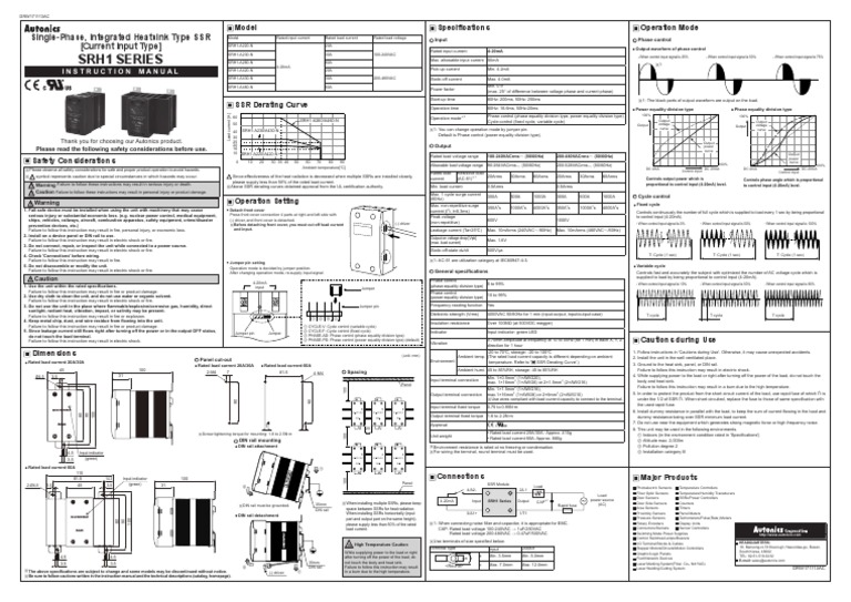 Product Manual for Single-Phase, Integrated Heatsink Type Solid State ...