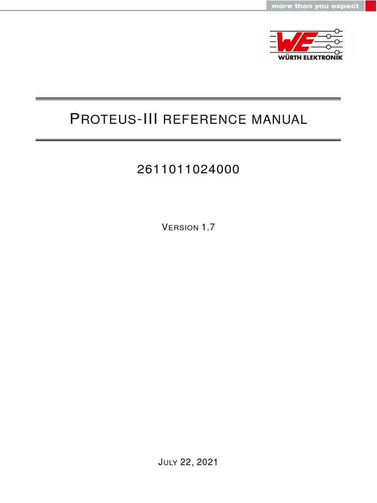 Proteus-III 2611011024000 Manual - Rev1.7 | PDF