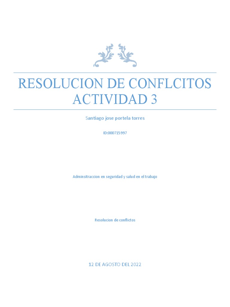 Actividad 4 Resolucion de Conflictos | PDF