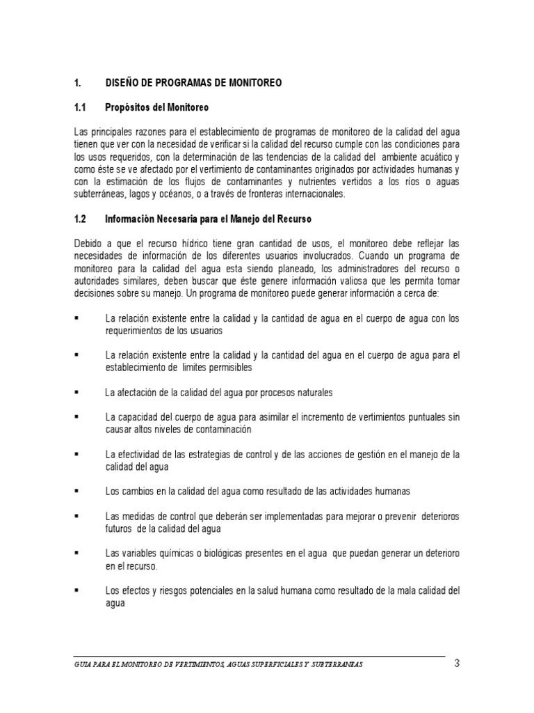 Programa de Monitoreo de Agua | PDF