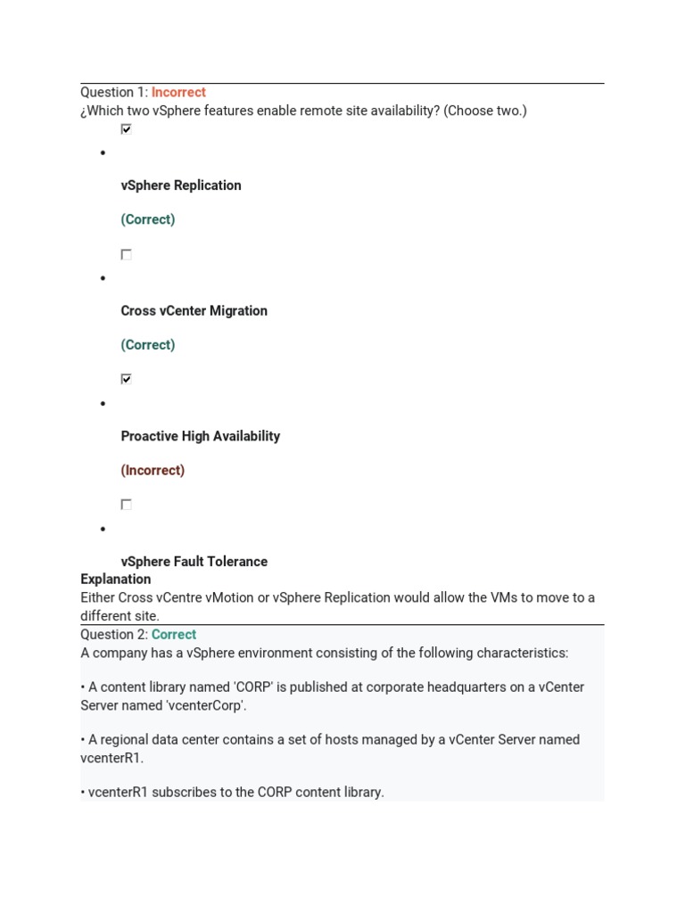 Vcp-Practice Test 1 Simulator 1 | PDF | Virtualization | Server (Computing)