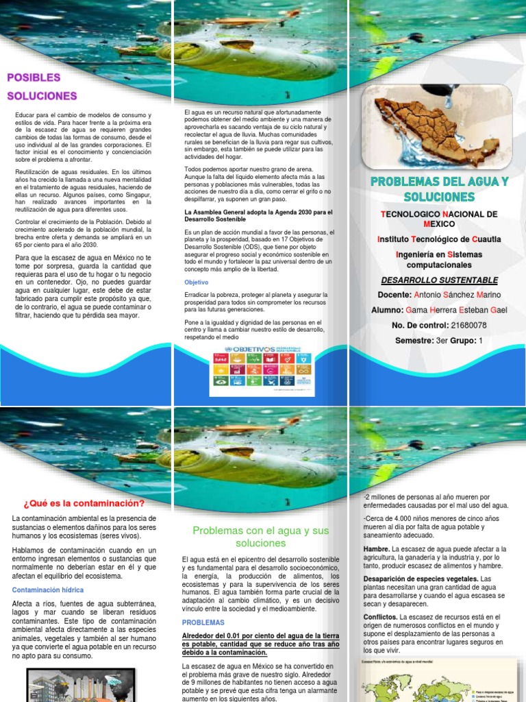U2 Triptico Gael Gama | PDF | Agua | La contaminación del agua