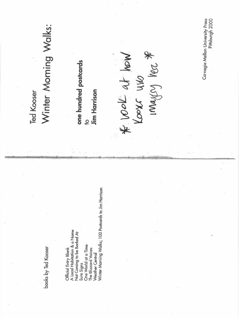 Poems by Ted Kooser From Winter Walks-1 | PDF