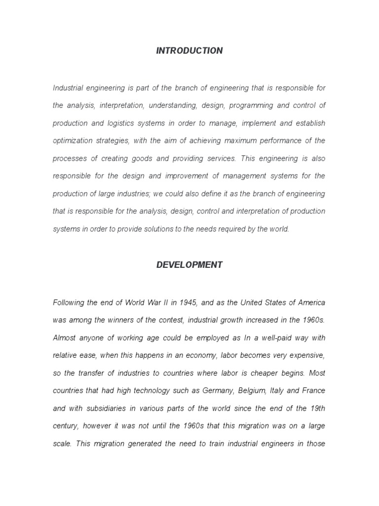 Essay Importance of Industrial Engineering | PDF | Industrial ...