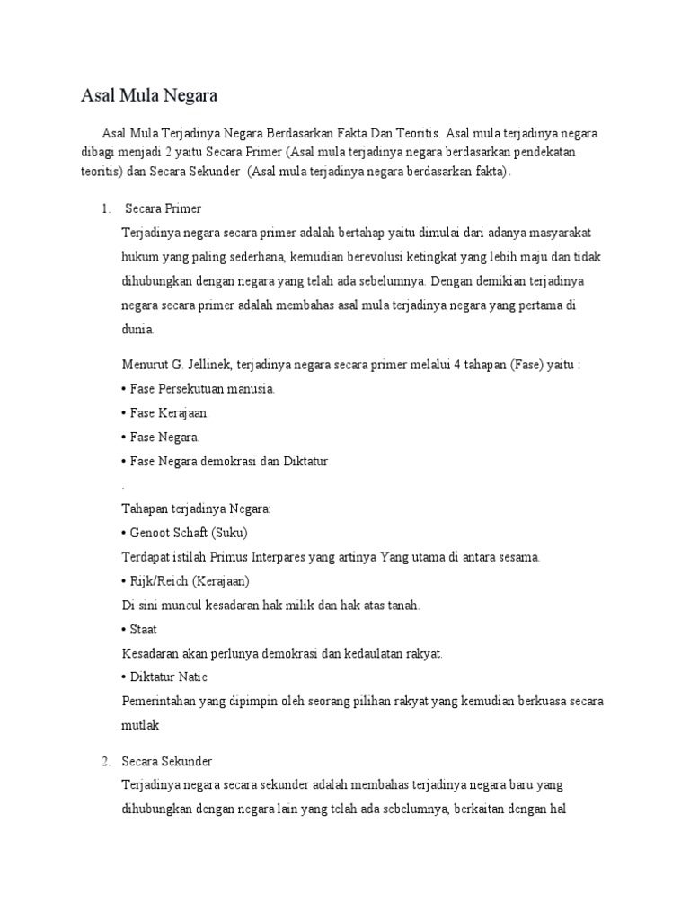 Asal Mula Negara | PDF
