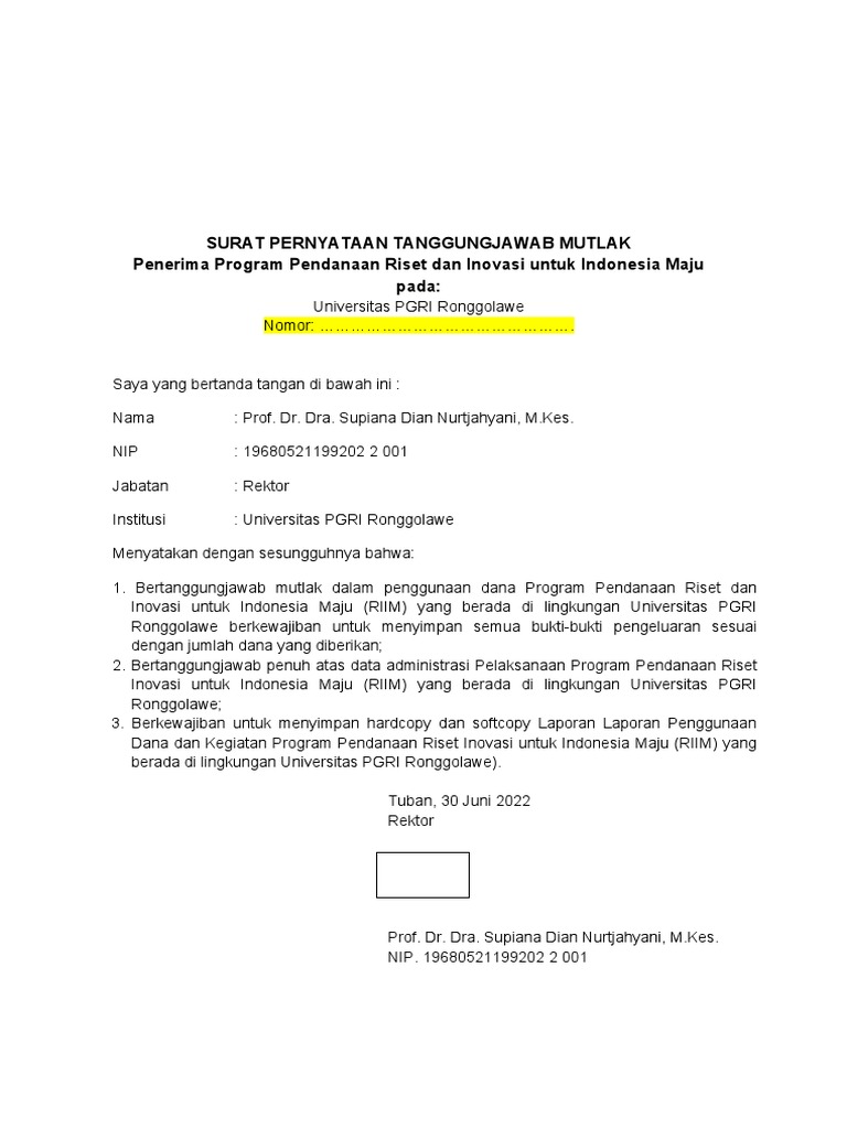 Format SPTJM RIIM Baru | PDF