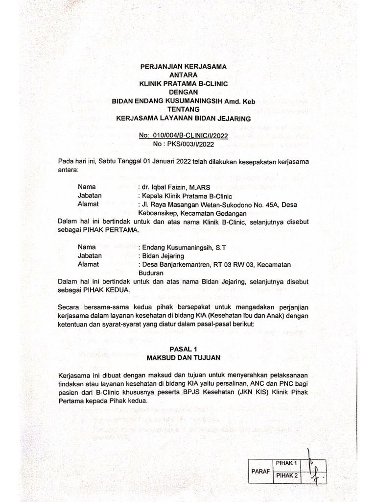 MoU Jejaring - Bidan | PDF