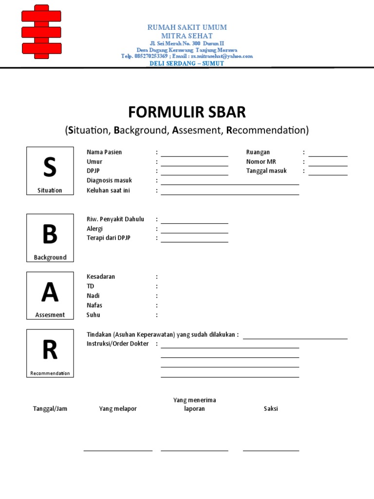 Formulir Sbar | PDF