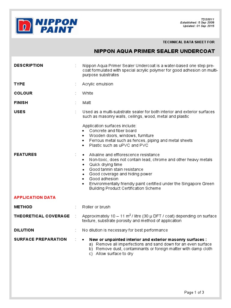 Aqua Primer Sealer Undercoat TDS | PDF