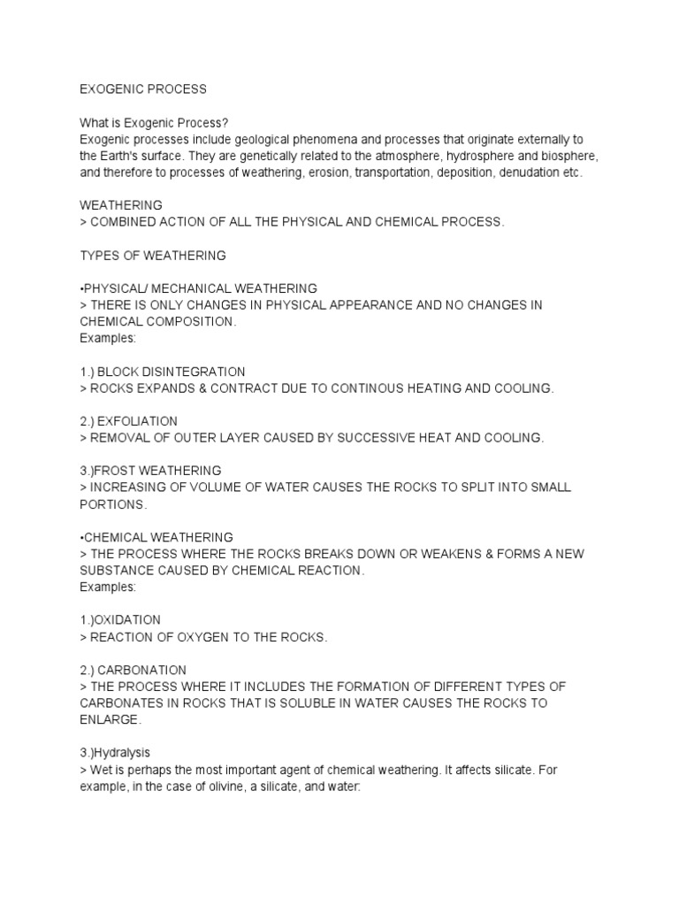 Exogenic Process | PDF