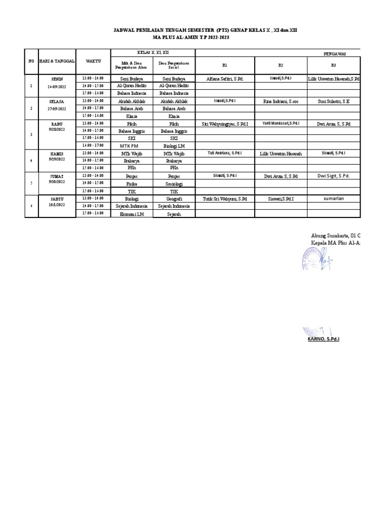 Jadwal MID Semester Ganjil 2022 | PDF