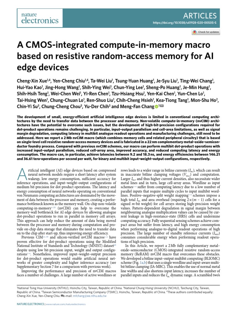 A Cmos Integrated Compute In Memory Macro Pdf Computer Memory 6233