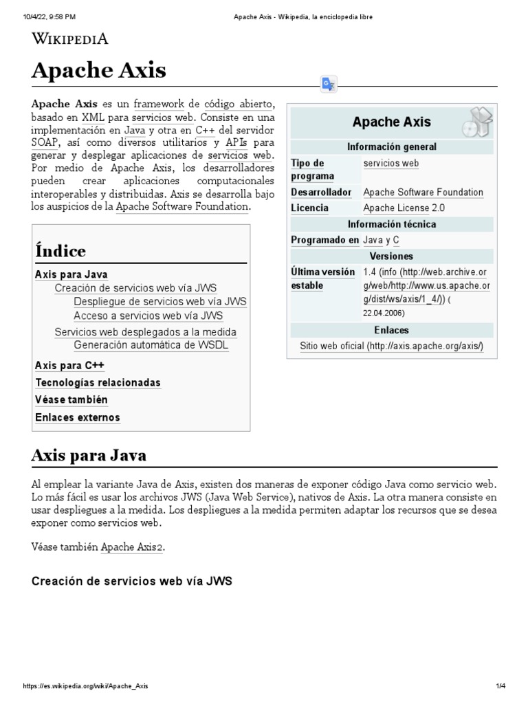 Apache Axis: Framework de Servicios Web | PDF | Informática | Desarrollo de software