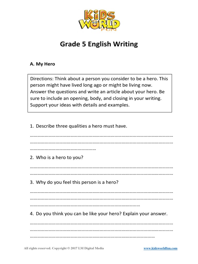 Grade 5 English Writing | PDF