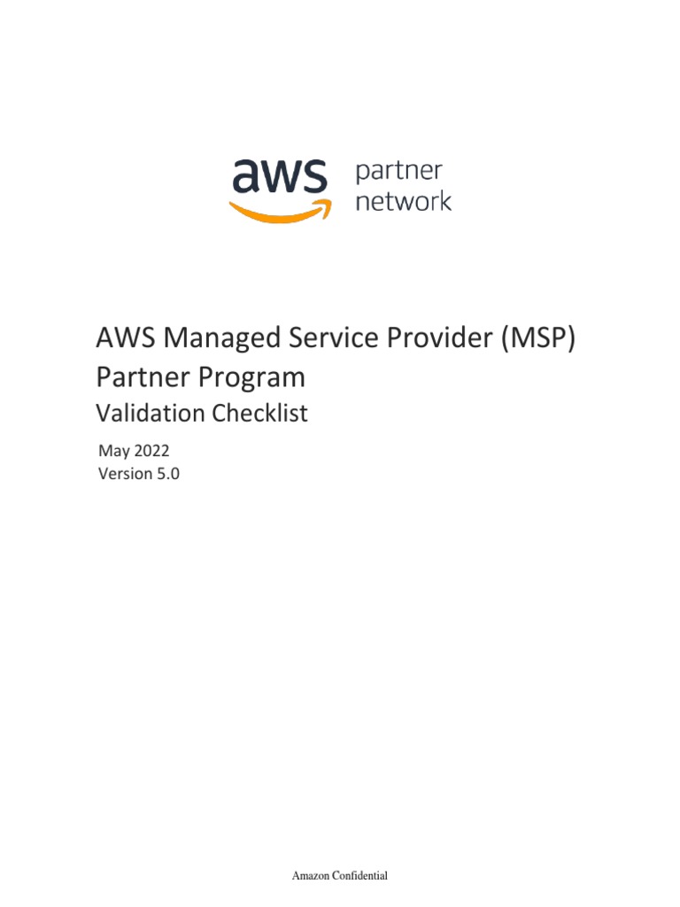 AWS MSP Partner Program Validation Checklist v5.0 | PDF | Amazon Web Services | Audit