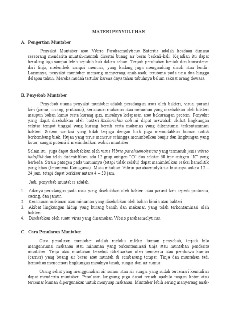 Muntaber: Penyebab, Gejala, dan Pencegahan | PDF | Kesehatan Holistik