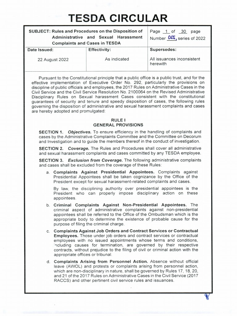 TESDA Circular No. 055-2022 | PDF