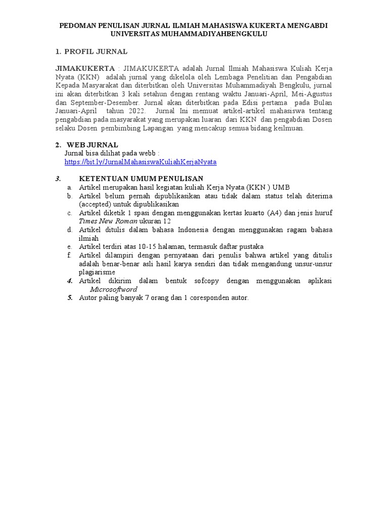 Template JIMAKUKERTA & PEDOMAN PENULISAN ARTIKEL | PDF