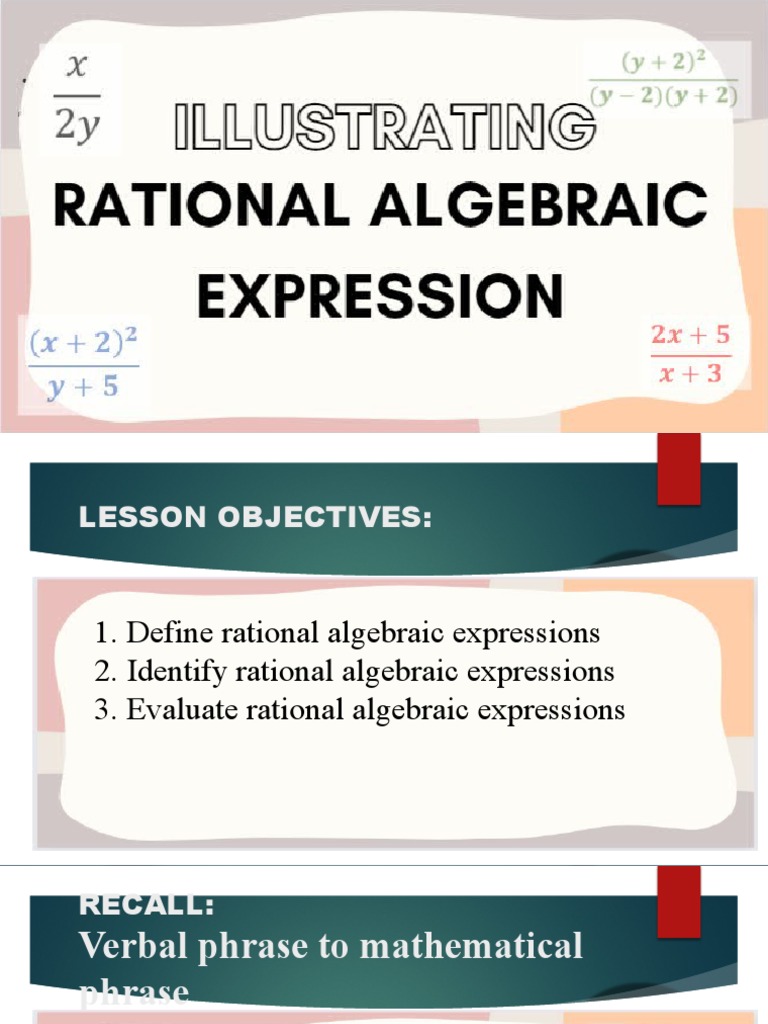 Lesson 2a-Illustrating Rational Algebraic Expressions | PDF ...