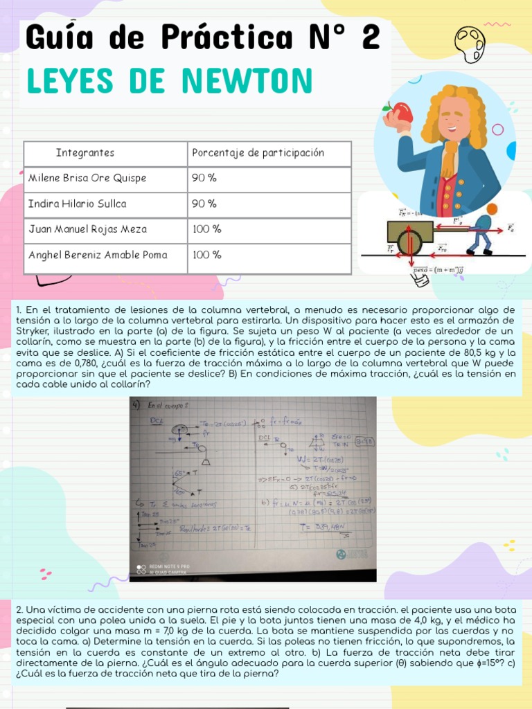 Guía de Práctica #2 LEYES DE NEWTON | PDF | Tensión (Física) | Fuerza