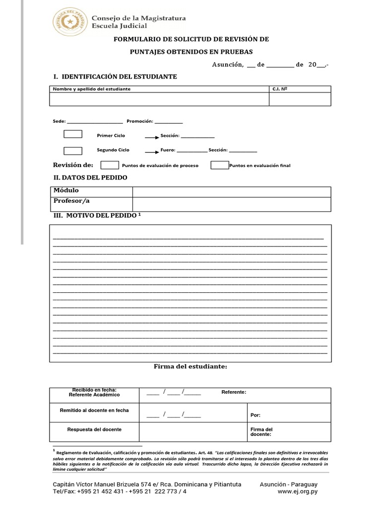 Formulario Solicitud de Revisión | PDF