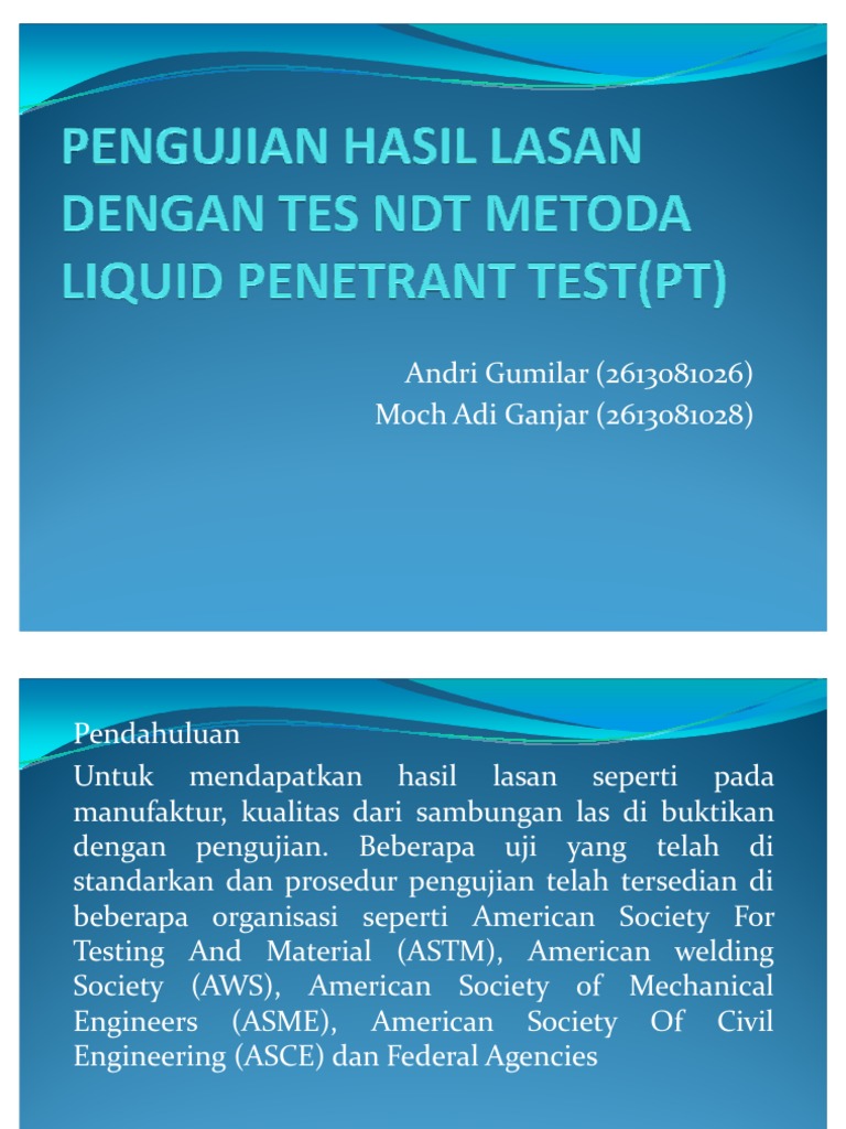 Pengujian Hasil Lasan Dengan Tes NDT Metoda Liquid | PDF