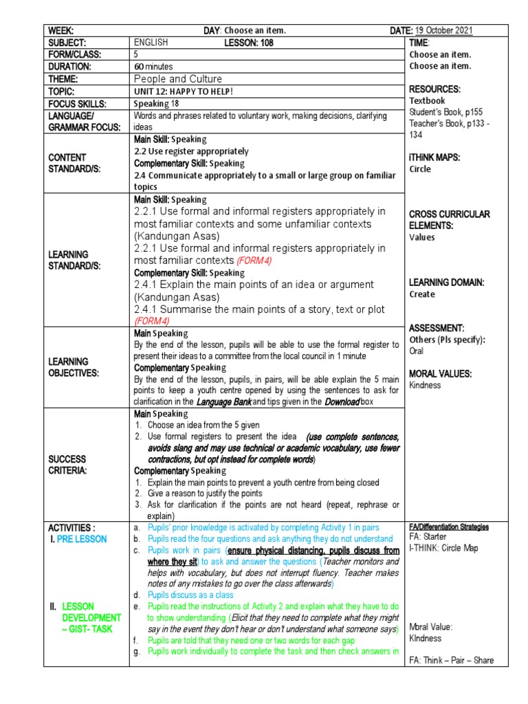 Form 5 Lesson 108 | PDF