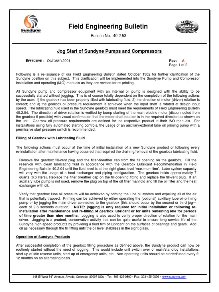 Jog Start Procedure for Sundyne Pumps | PDF