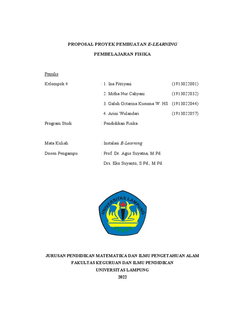 Kelompok 4 - Proposal Proyek E-Learning Pembelajaran Fisika | PDF