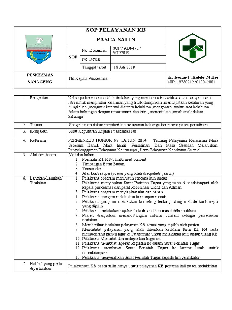 SOP KB Pasca Salin | PDF