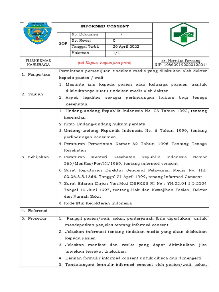 SOP Informed Consent | PDF | Hukum | Sains & Matematika
