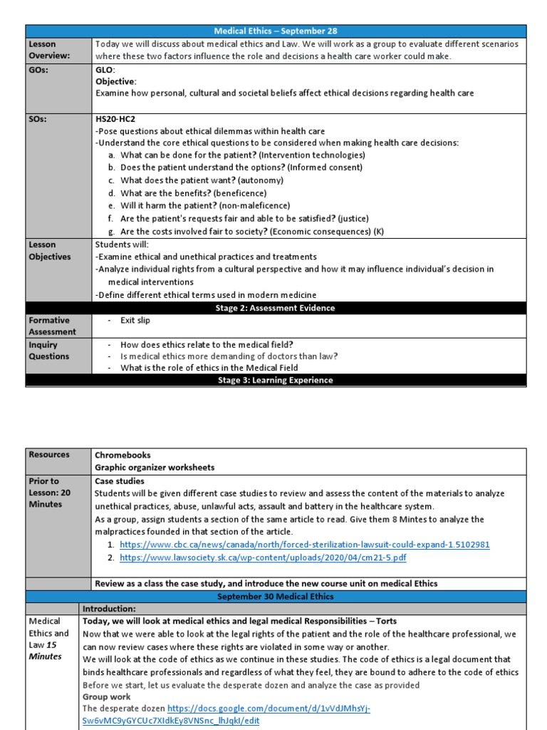 Ethics Lesson Plan 1 | PDF