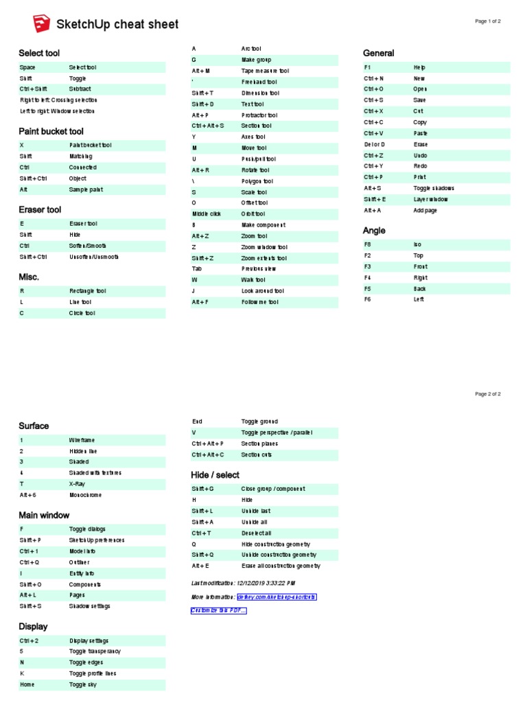Sketchup Shortcuts | PDF | Geometry