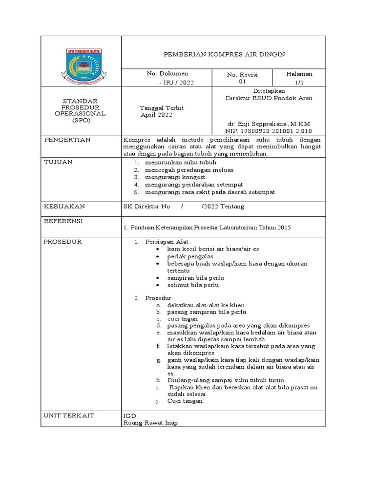 Pemberian Kompres Dingin | PDF