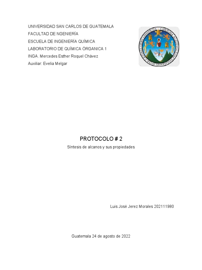 Protocolo 2 Organica | PDF | Compuestos orgánicos | Alcano