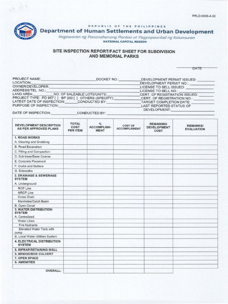 Land Inspection Report for Subdivision | PDF | Civil Engineering