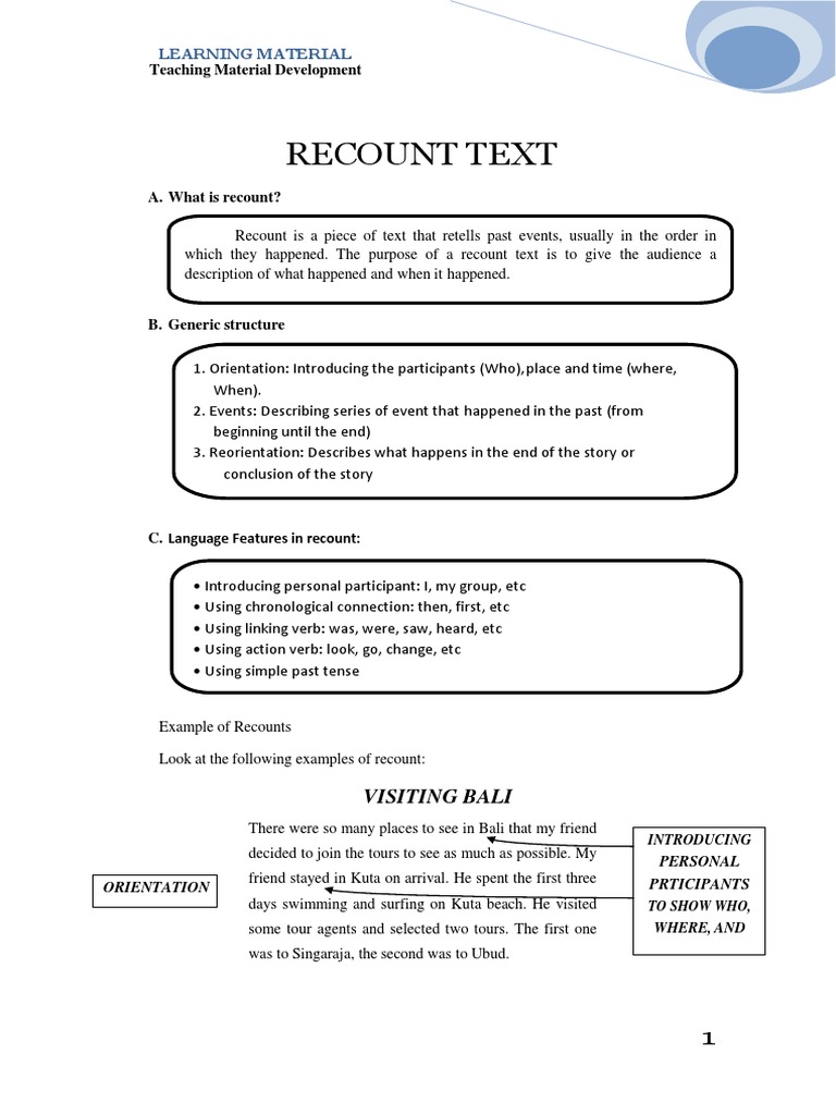 Recount Text . | PDF