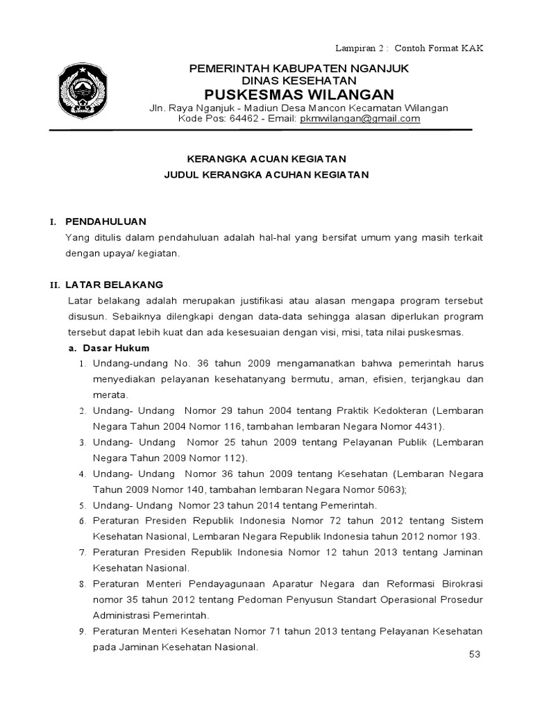 Contoh Format KAK | PDF